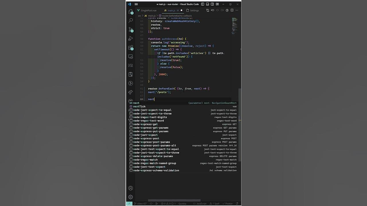 beforeEach navigation guard next argument in #vue3 composition api - YouTube