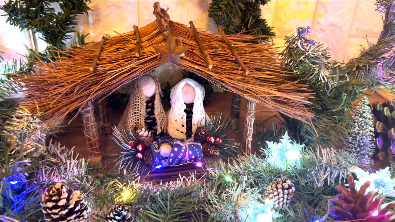 All Nature Easy Christmas Nativity DIY, Holy Family, Baby Jesus,Crib w ...