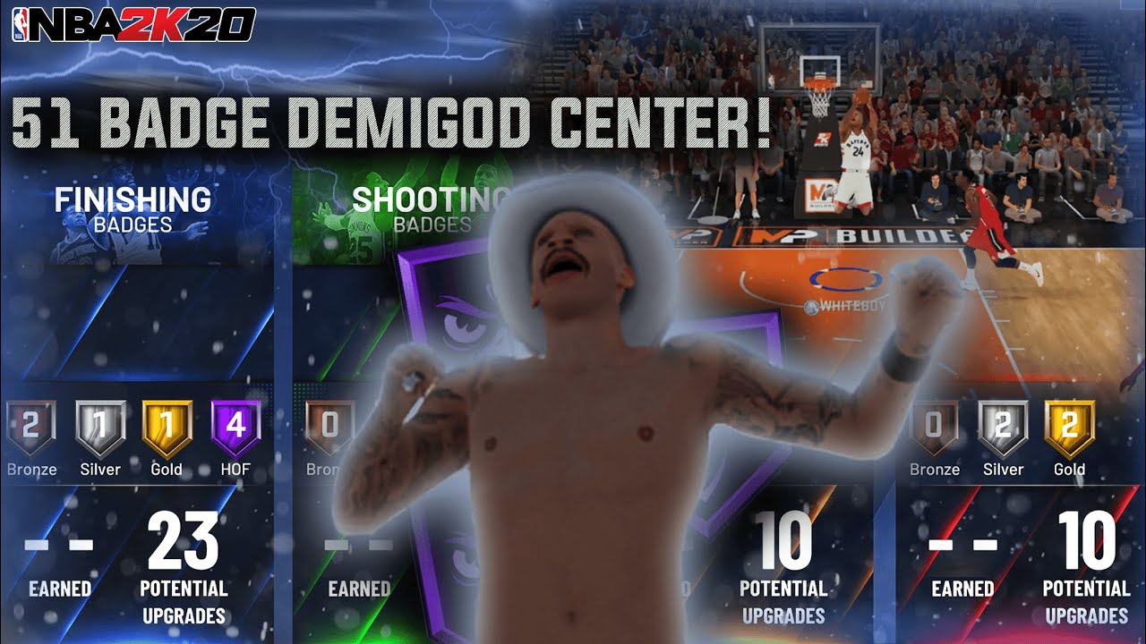 NBA 2K20 BEST CENTER BUILD! 51 BADGE DEMIGOD CENTER BUILD! - YouTube
