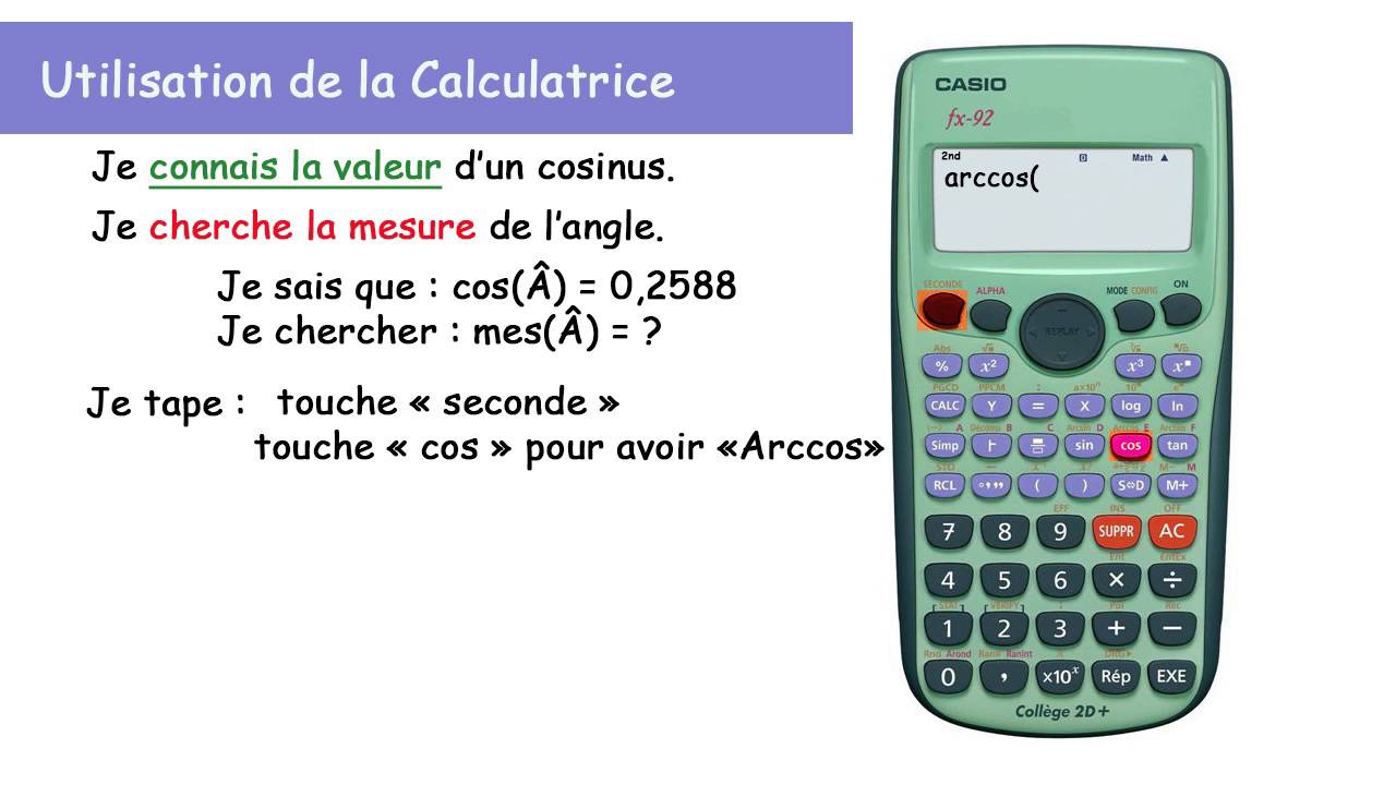 Utiliser La Calculatrice Arccosinus YouTube