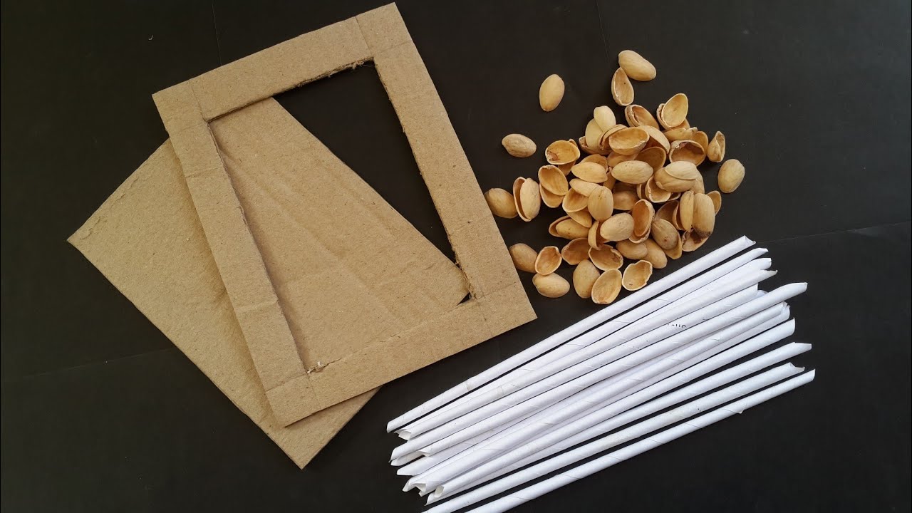 Diy Pista Shells craft idea. Beautiful Pista Shell Photo Frame. Best ...