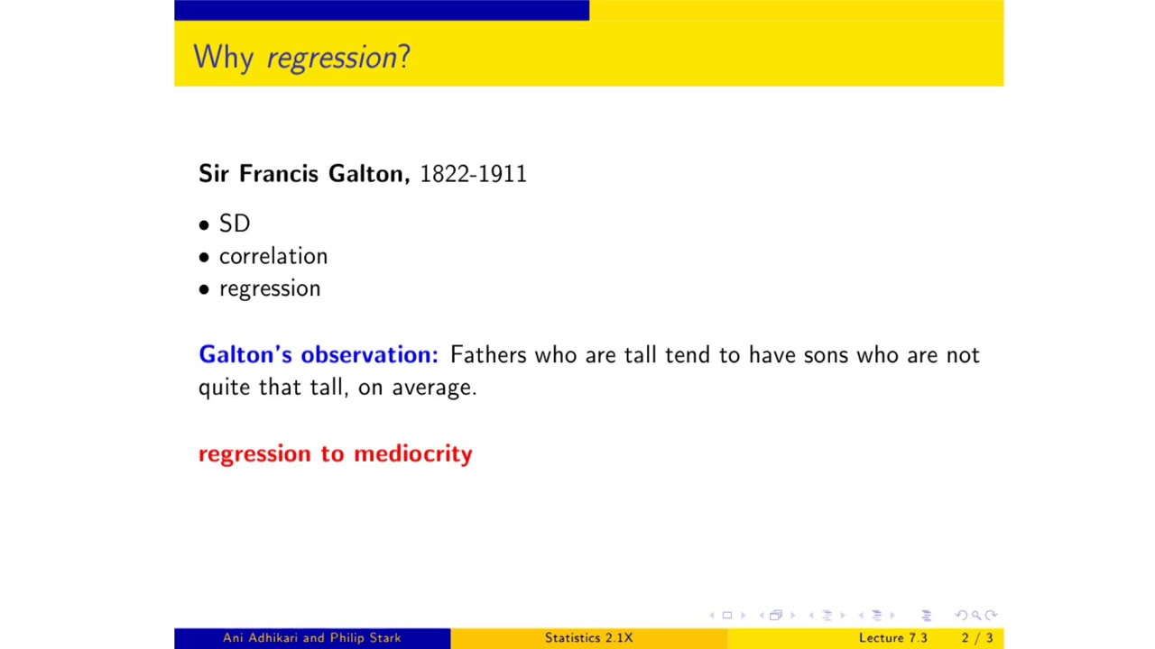 7.3 Regression effect, Galton, and the regression fallacy - YouTube