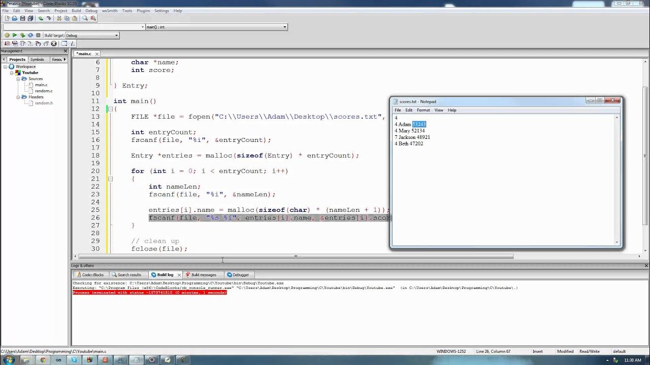 C Programming Tutorial 69, Reading From Files pt.2 - YouTube