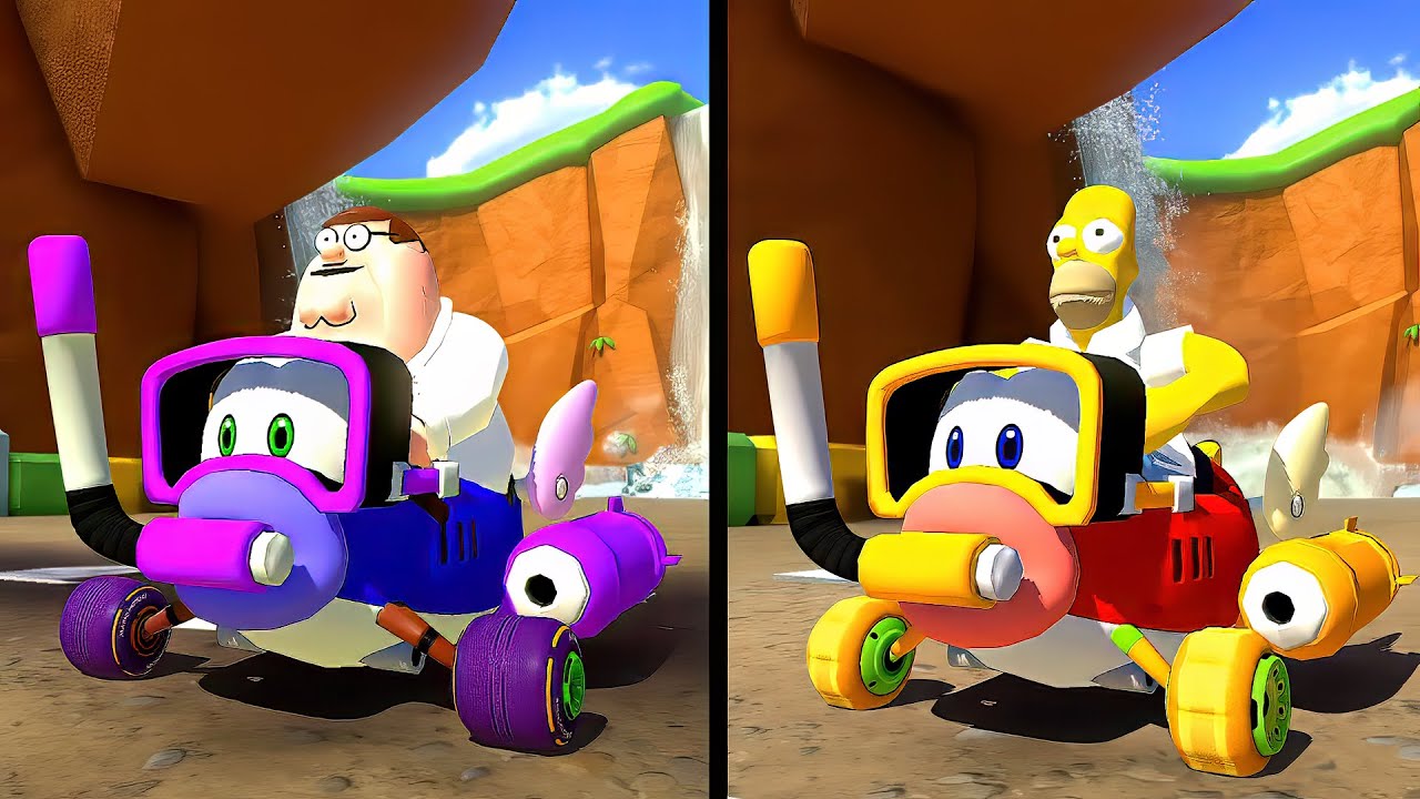 Mario Kart 8 Deluxe [2 Player] - Peter Griffin Vs Homer Simpson | Who ...
