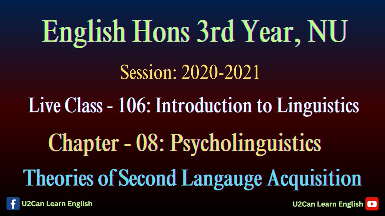 Live Class - 106।। Psycholinguistics _ Lecture 02।। Introduction to ...