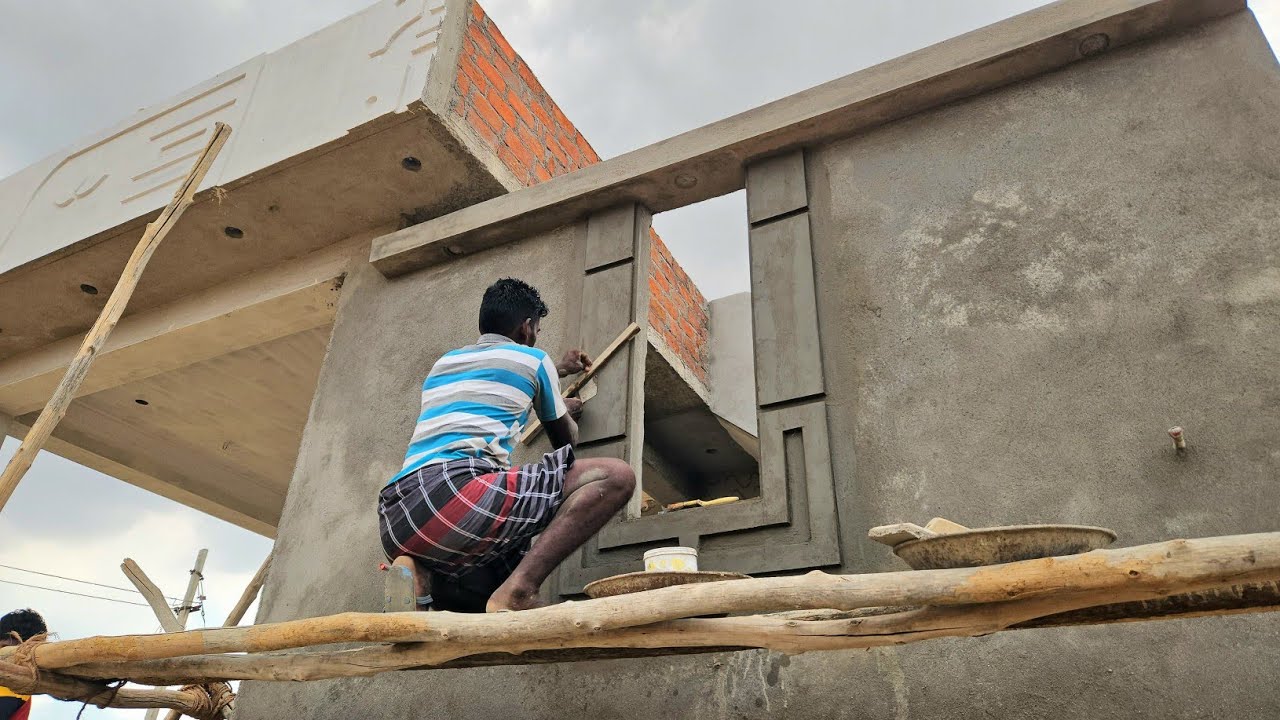 Plastering Techiques of Frontwall Design Border Accurately|Wall ...