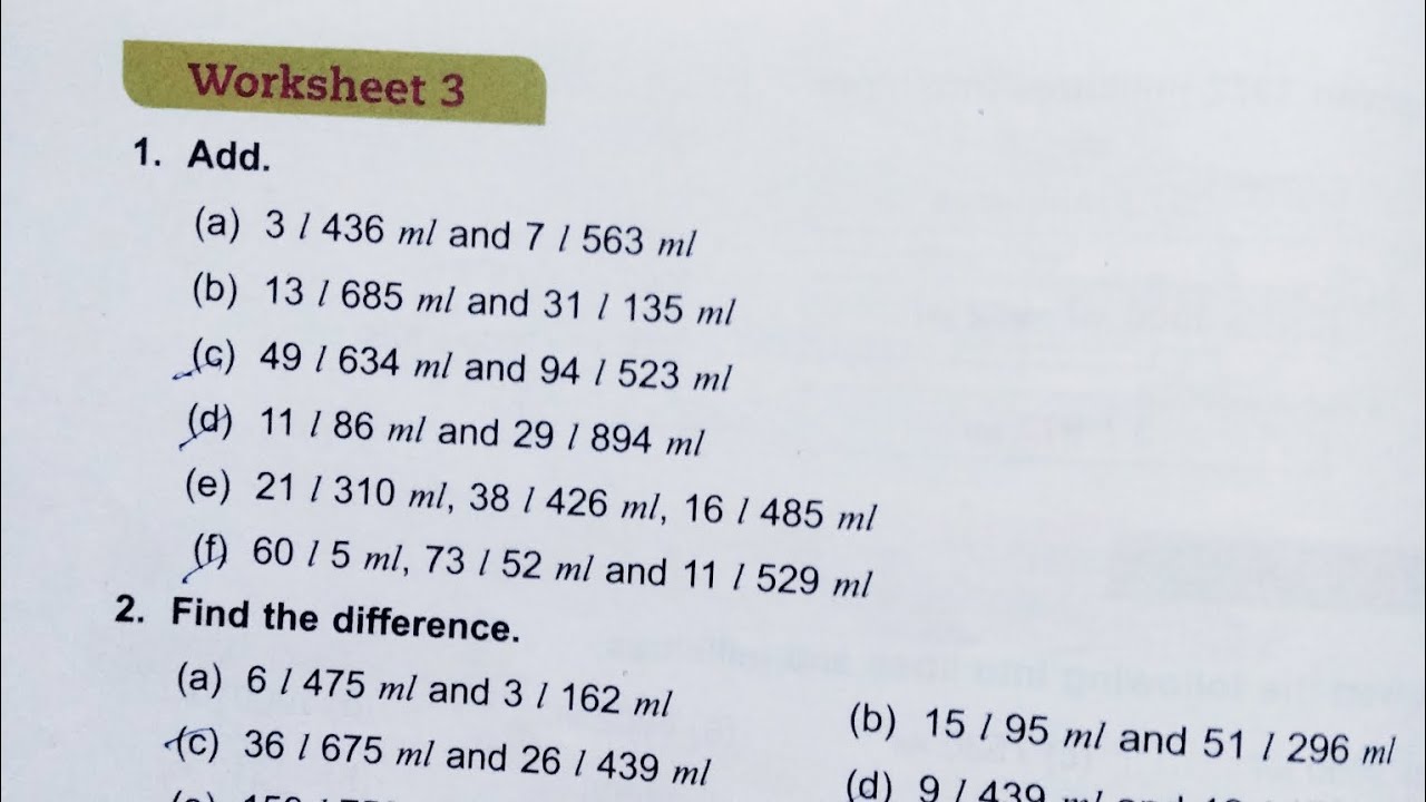 DAV class 4 maths unit - 7 Worksheet 3 - all questions solved - YouTube