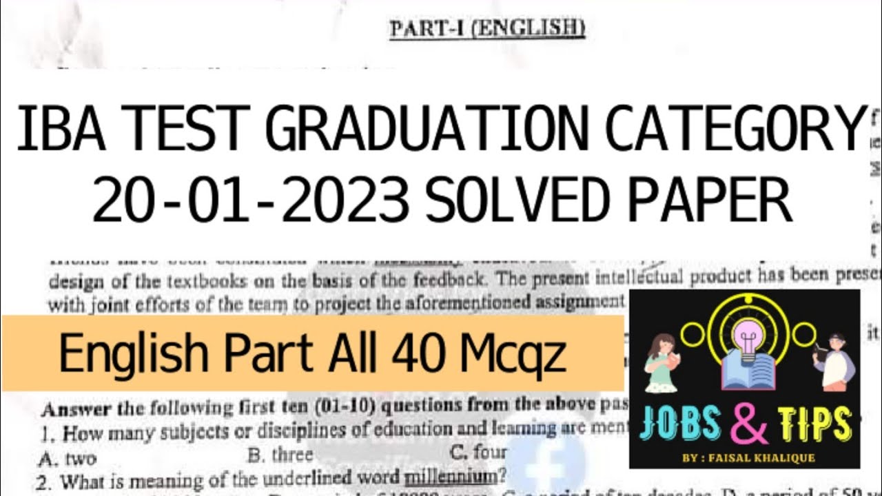 English IBA Test Solved Paper| 20-01-2033 IBA Test Solution| STS 5-15 ...