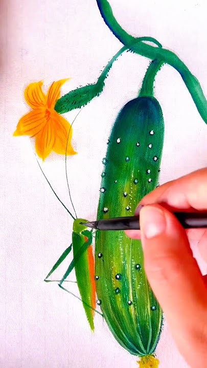 how to draw cucumber step by step with colours | 123 drawing academy ...