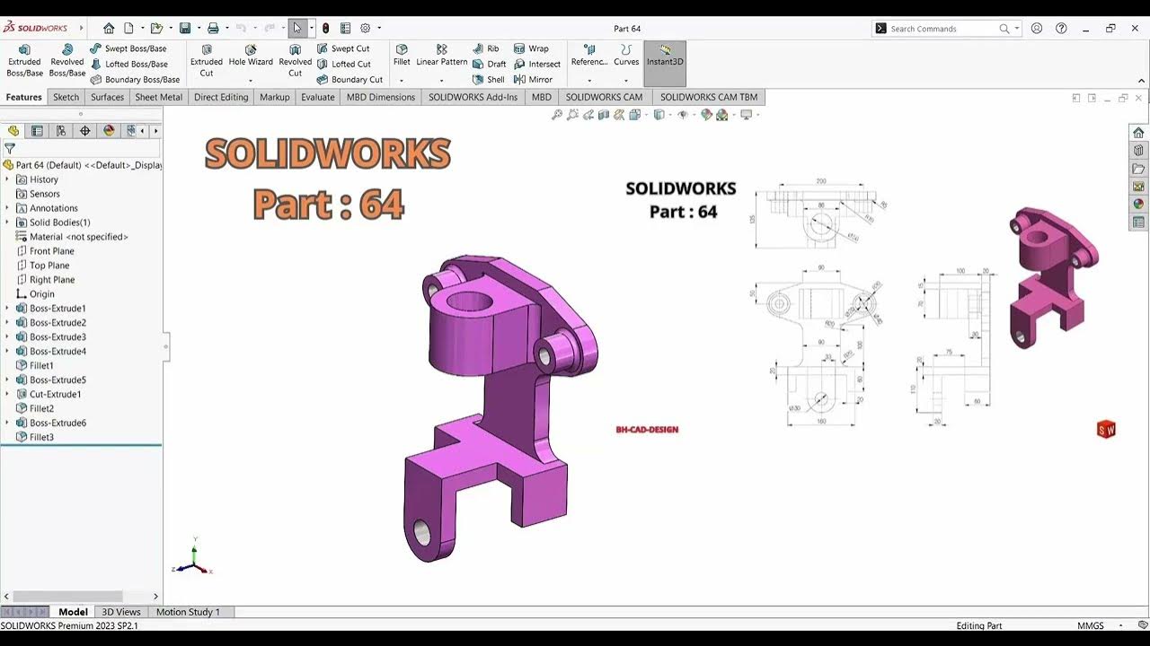SolidWorks tutorial 3D Modeling: Part 64 - YouTube