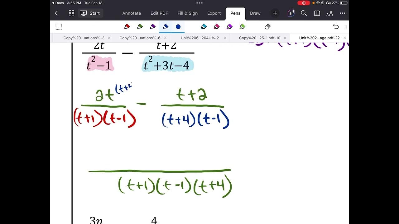 Mcr3u Unit 2 Lesson 6 Adding And Subtracting Rational Expressions