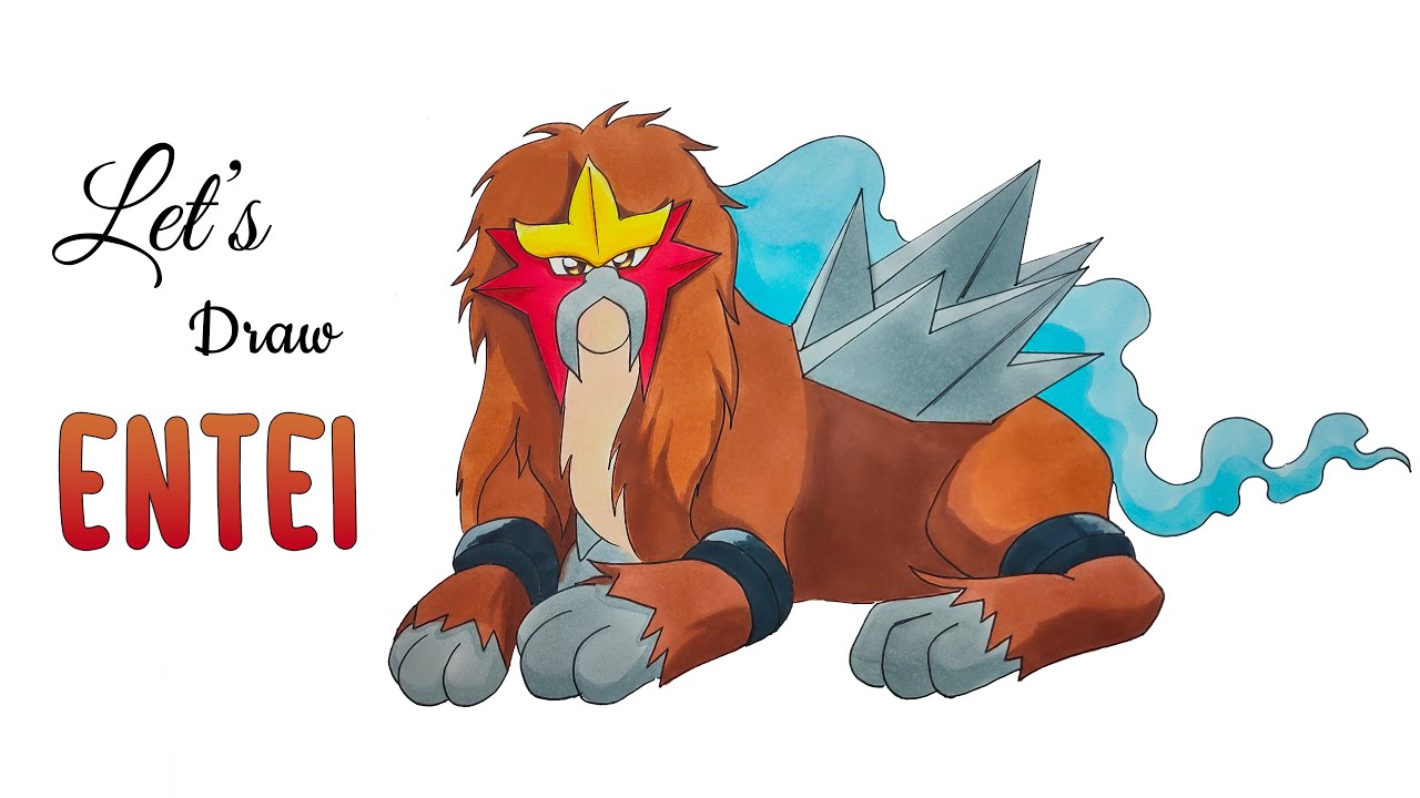 How to Draw and Color Pokemon | Entei | Step by Step Art Tutorial | 4K ...