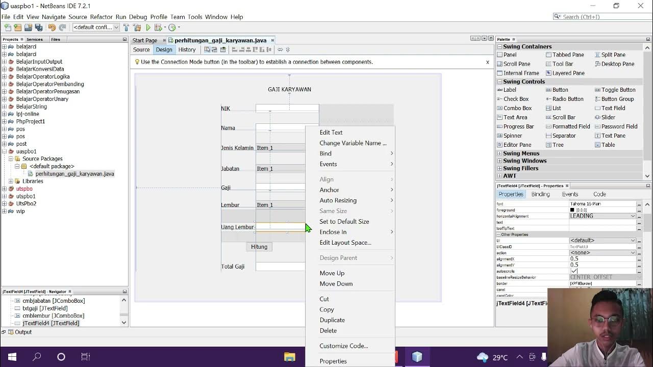 PBO 1 - TUGAS UAS MEMBUAT PROGRAM GAJI KARYAWAN MENGGUNAKAN JFRAME DI ...