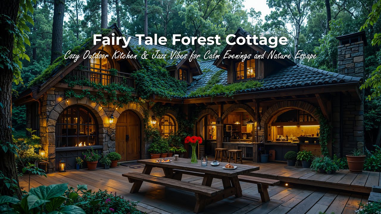 Fairy Tale Forest Cottage | Cozy Outdoor Kitchen & Jazz Vibes for Calm ...