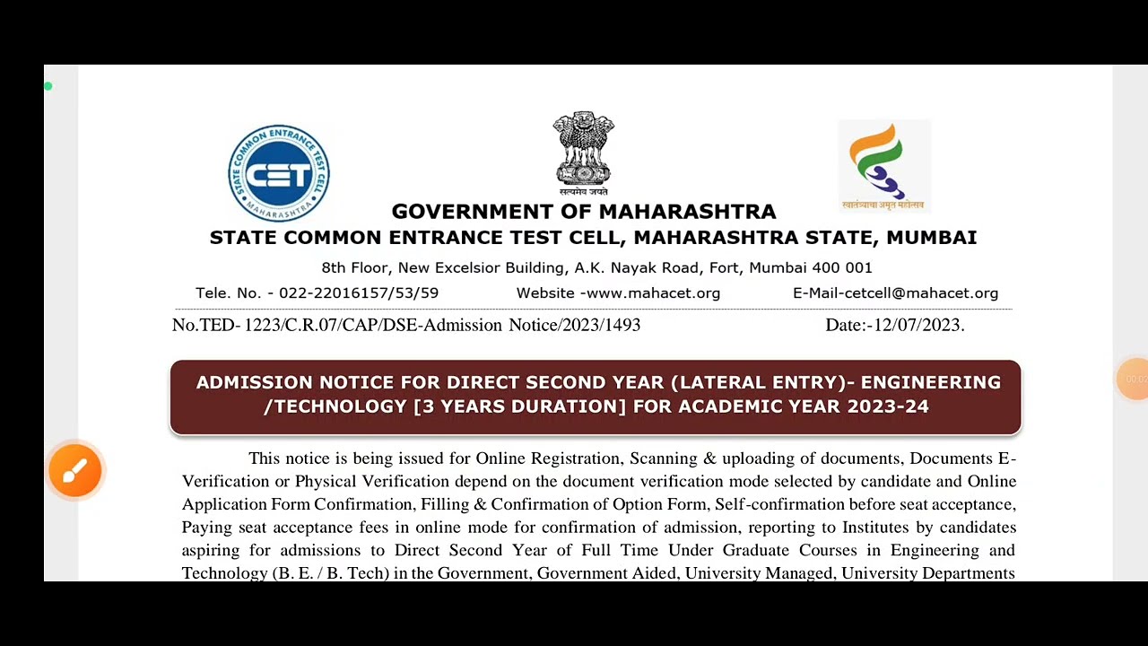 DSY Engineering Admission 2023-240 | DSD 2023 | Direct Second Year Engineering Admission 2023-24 ...