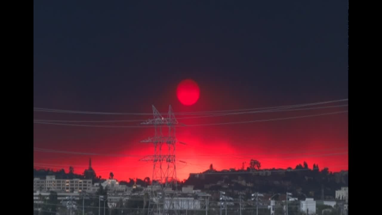 Red Sun rises over Los Angeles - YouTube