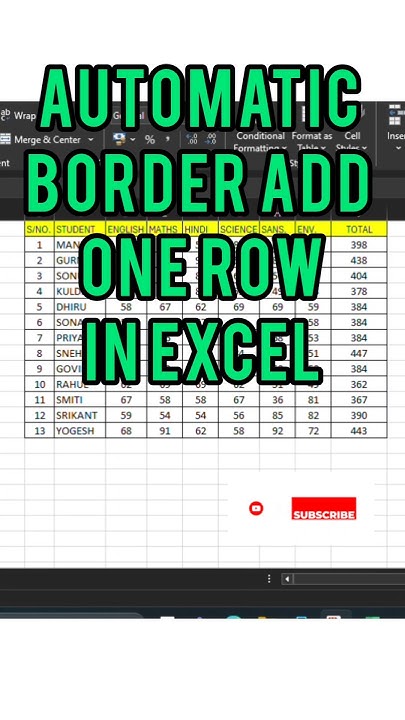 Automatic Border Add on Row in Excel I #excel #exceltips #border#conditionalformatting # ...