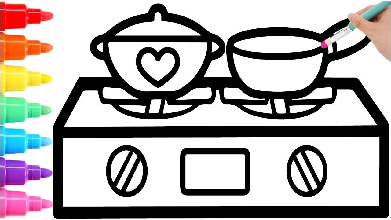 kitchen utensils Drawing, Painting and Coloring for Kids, Toddlers ...