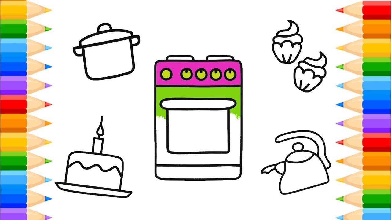 How To Draw Baby Toys Kitchen Art and Coloring Book for Kids - YouTube