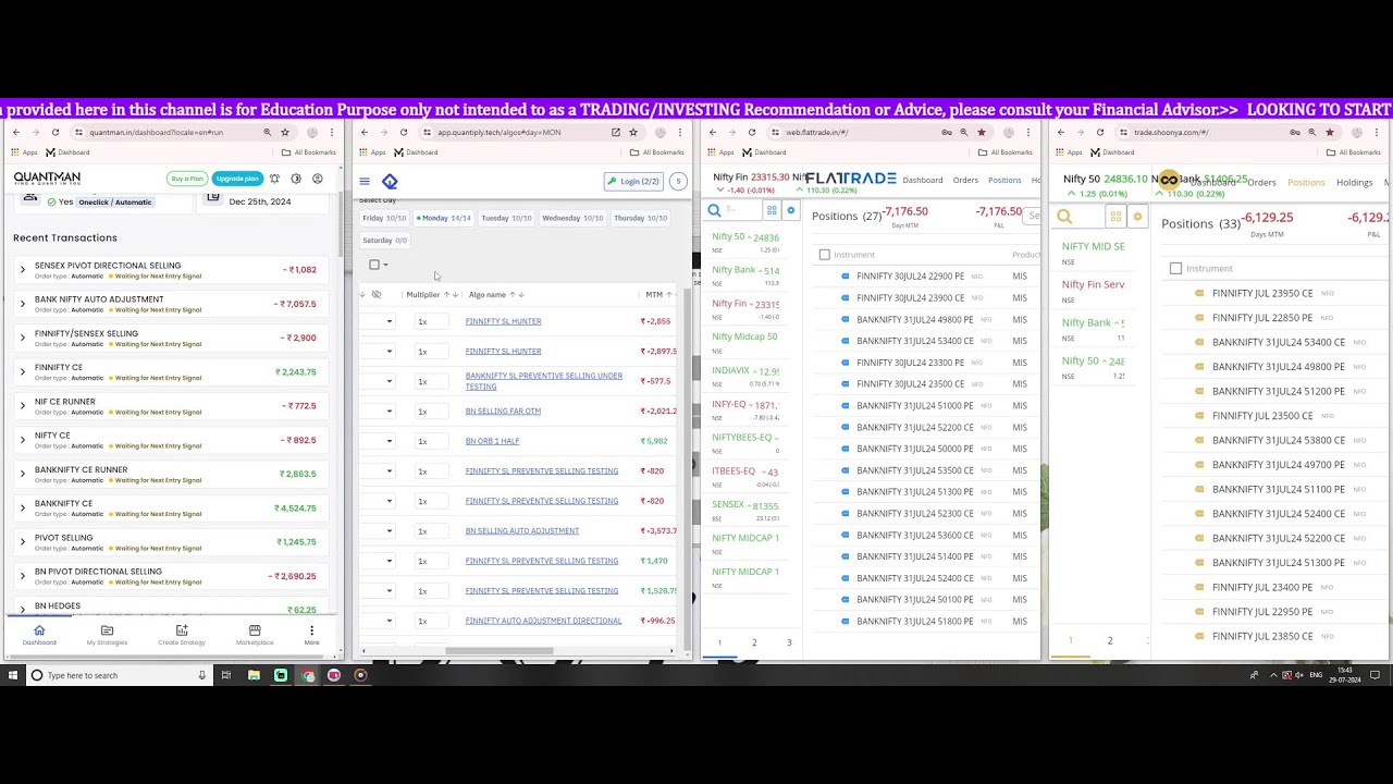 LIVE STREAMING OF ALGO TRADING (TRADE FLIX) - 29-07-2024 - EPISODE 228 ...