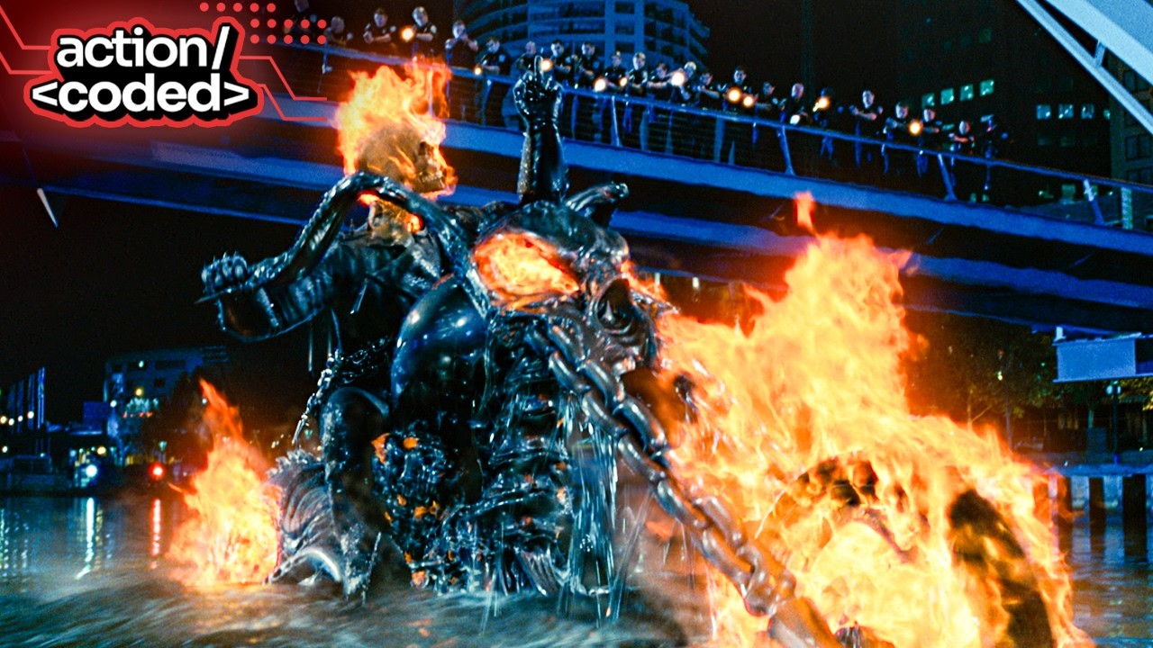 ghost rider (2007) - ghost rider outruns police and kills abigor with a ...