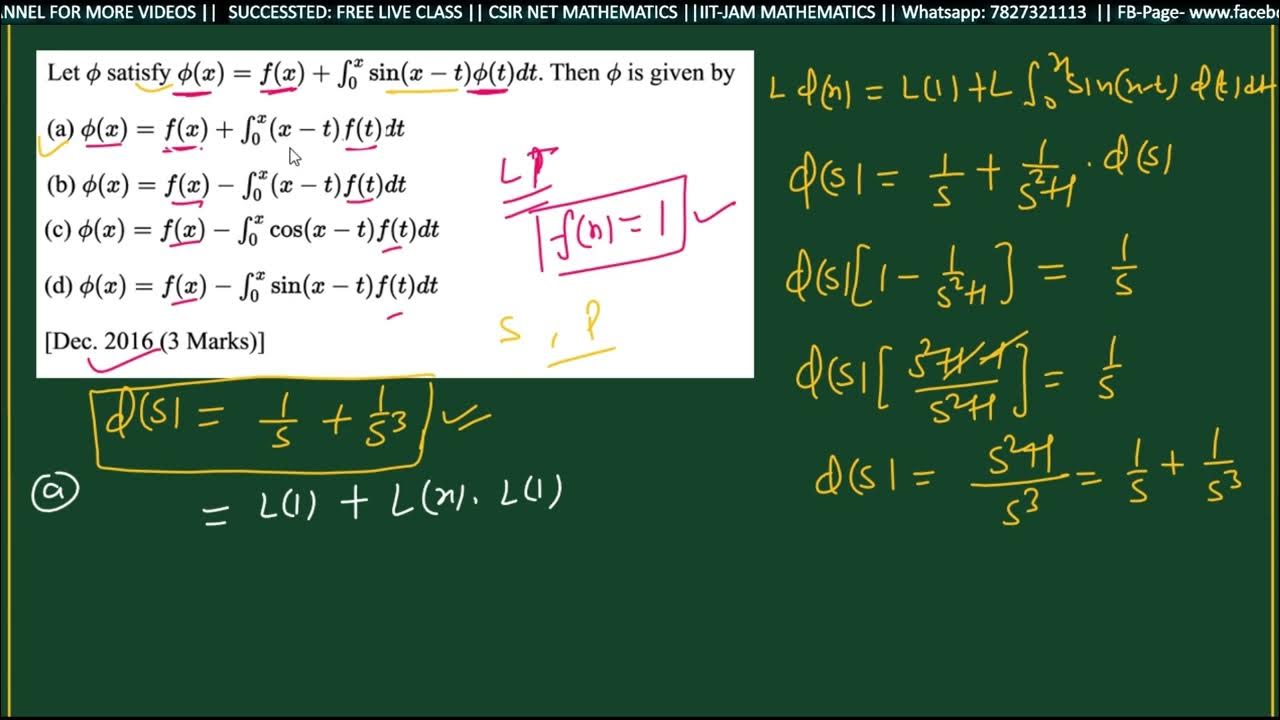 Dec 2016 MCQ integral equations questions solutions | csir net mathematics dec 2016 part B ...