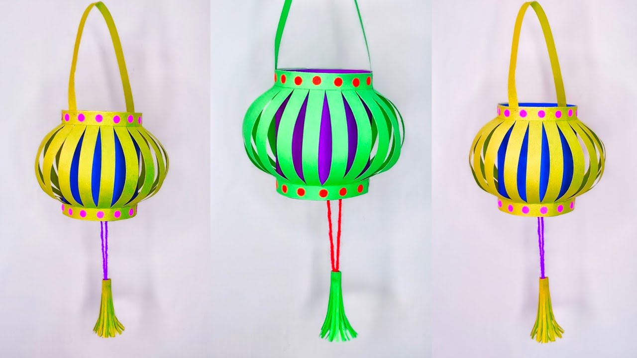 Easy paper lantern making | Easy paper lantern | Diy paper lantern | Diy lanterns - YouTube