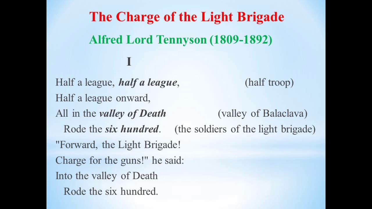 'The Charge of the Light Brigade'- Alfred , Lord Tennyson-Video 1 . By ...