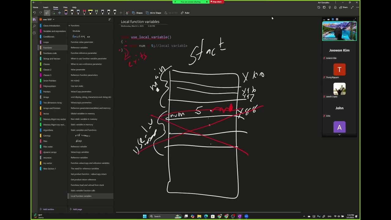 030325 COSC 1337 C++ function local variables - YouTube
