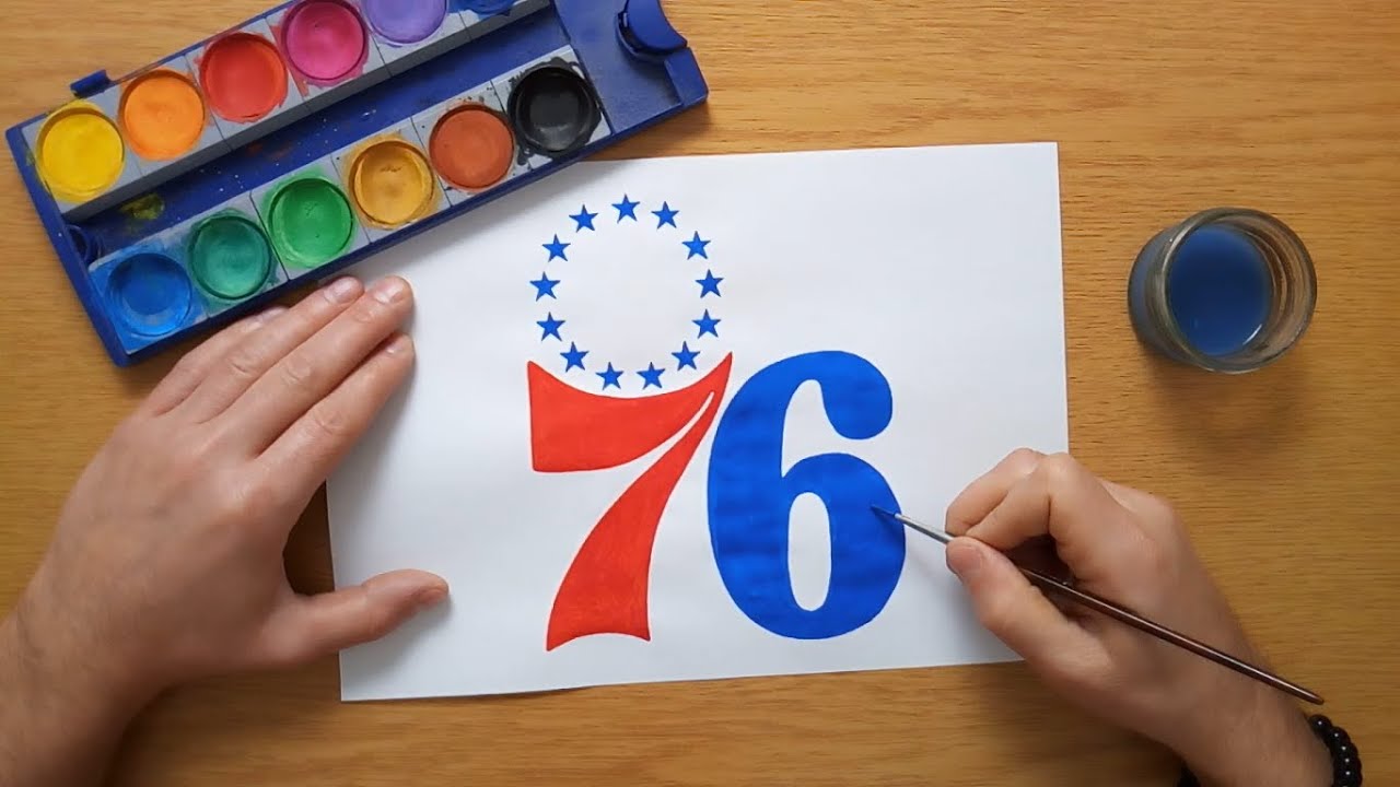 How to draw the Philadelphia 76ers logo - NBA - YouTube