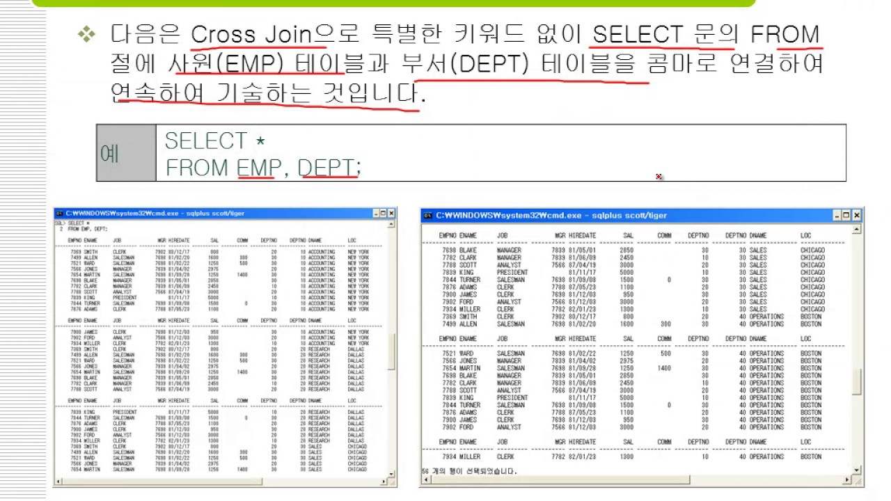 19강 Oracle 11g Sql Join Data 오라클 Join Data Youtube