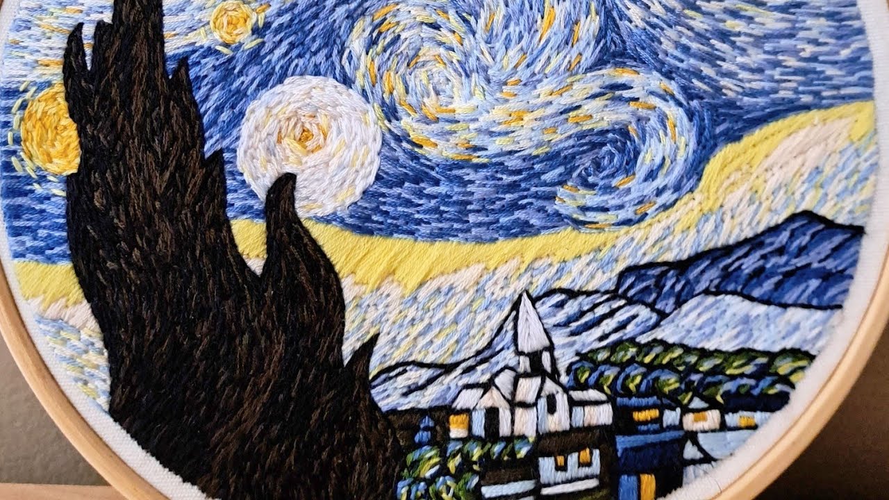Van Gogh Starry Night Embroidery - YouTube