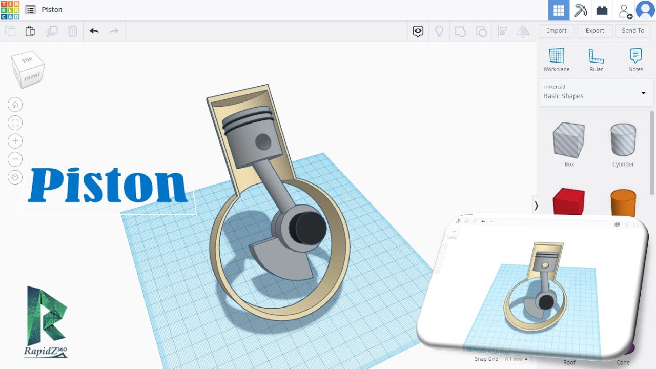 How to design a Piston in TinkerCad | For Beginners || Step by Step ...