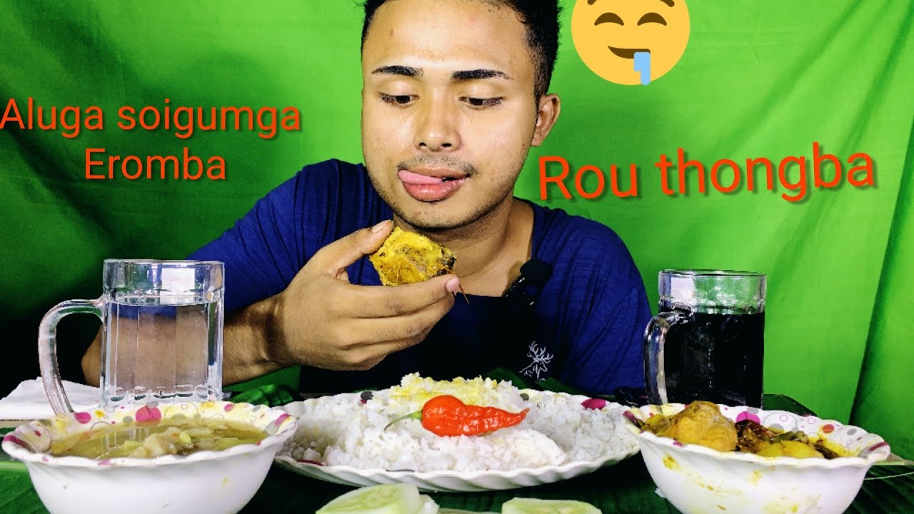 Rou thongba, Aluga soigumga eromba and some salad with mukbang//Arnold Laishram - YouTube