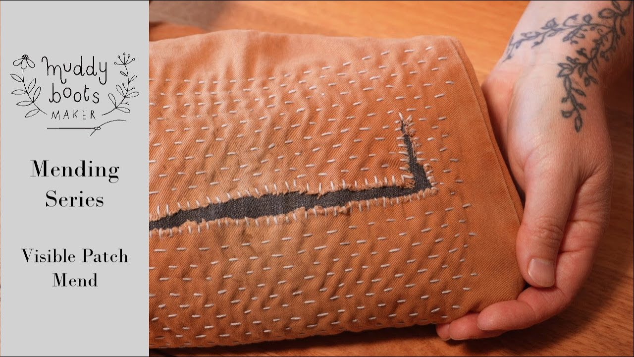 Visible Mending Patch on Pants - YouTube