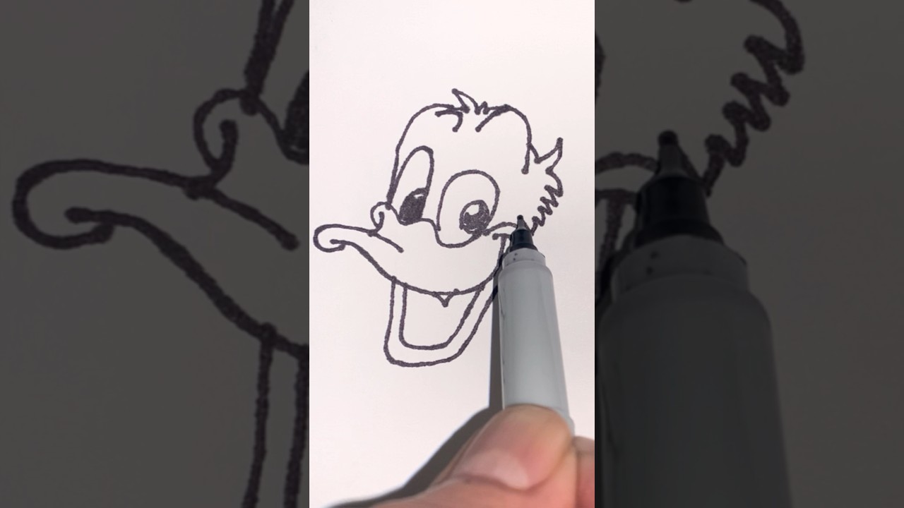 50 seconds Donald Duck drawing #sharpie #howtodraw #lineart #disney # ...