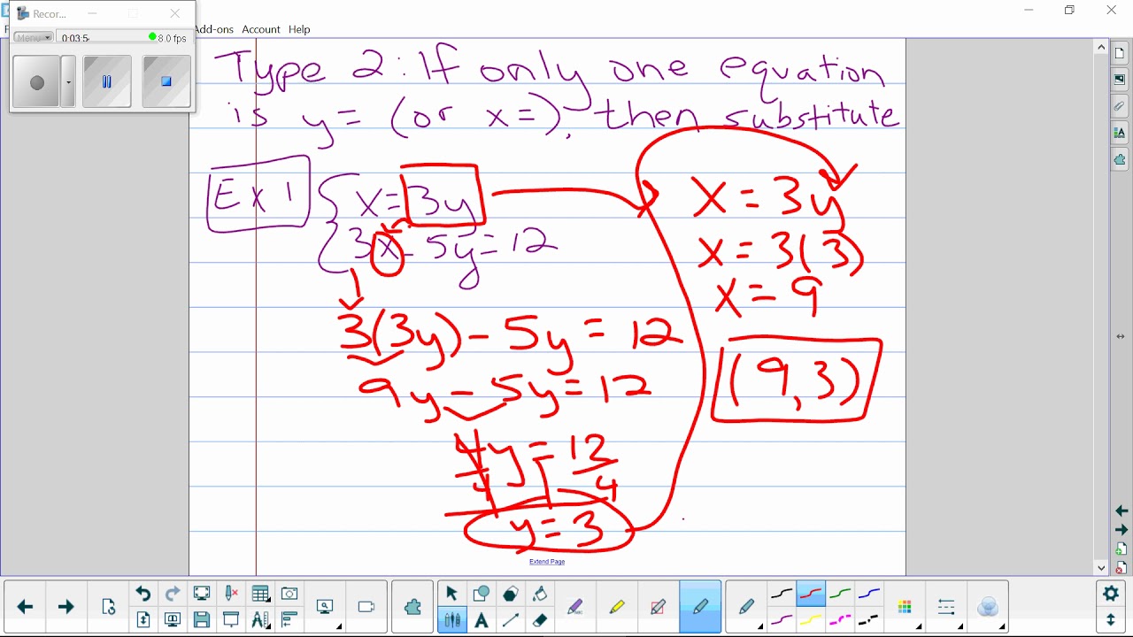 Solving Systems Of Equations By Substitution Part 2 Youtube