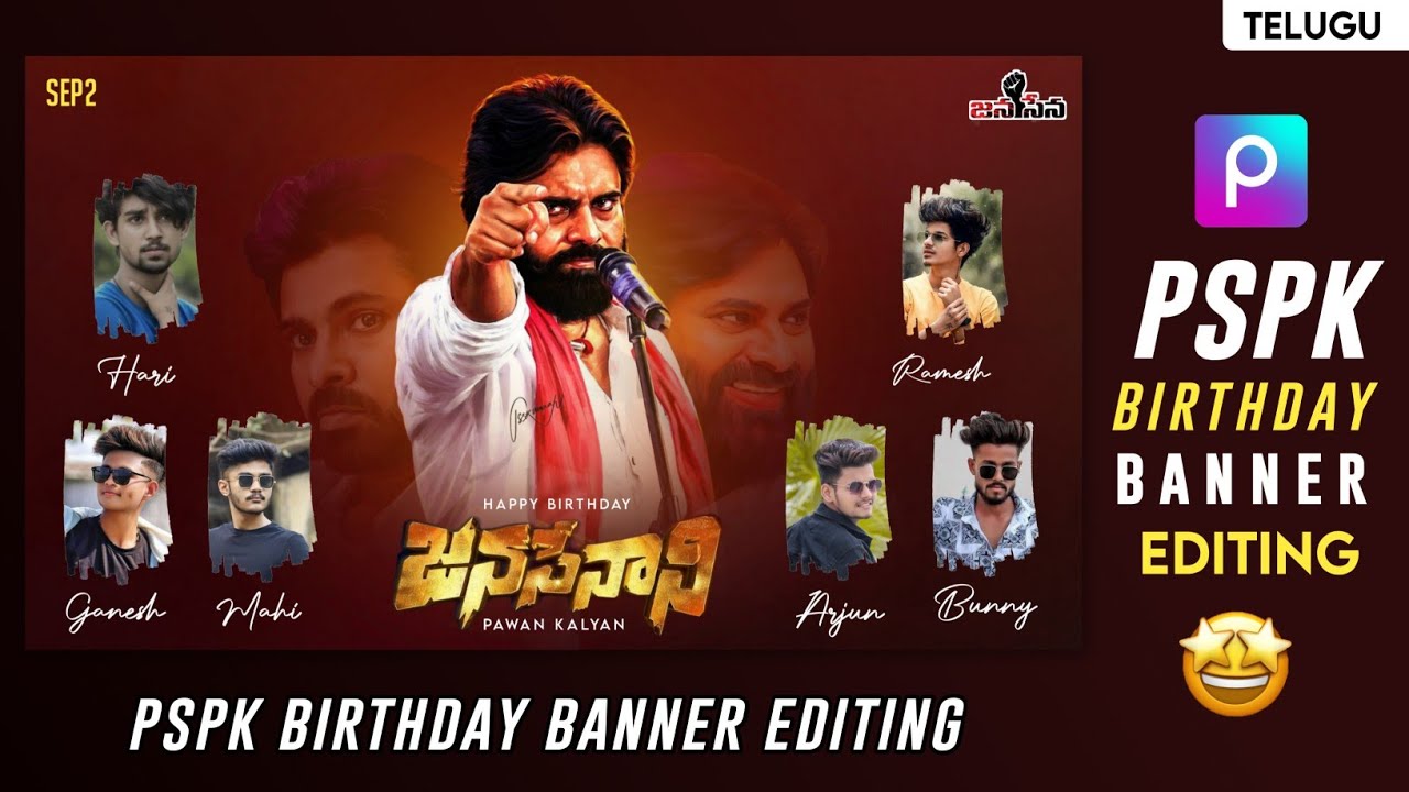 Pspk birthday banner editing telugu|#pspk#pspkbirthday|Pawan kalyan ...
