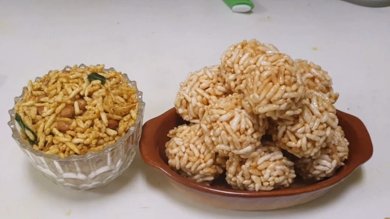 masala puffed rice / puffed rice ladoo /kara pori/ pori urandai. - YouTube