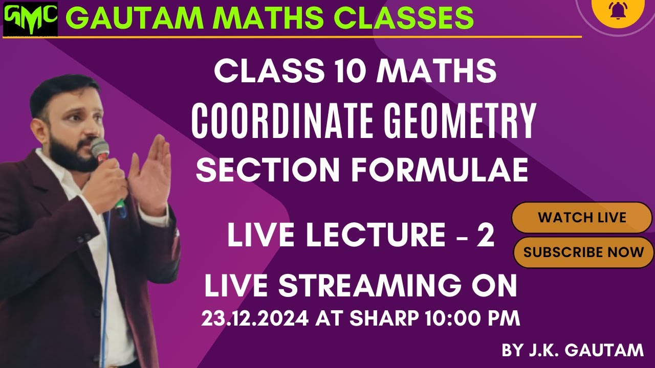 Class 10 MATHS L-2 | COORDINATE GEOMETRY | SECTION FORMULA | By J.K ...