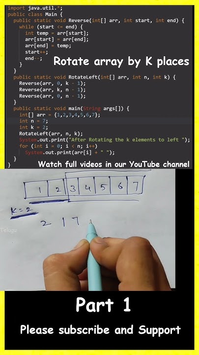 Rotate Array By K Places In Java In Telugu Part 1 Dsa Array Rotation Java Coding Shorts