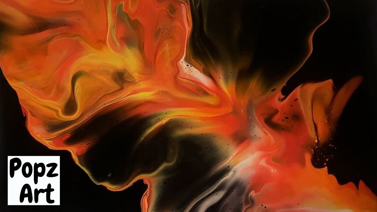 CANVAS ON FIRE - Dutch Pour in Red/Orange - Acrylic Pour Painting ...
