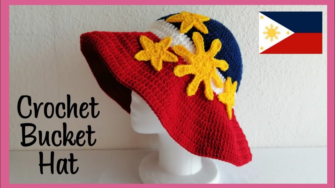 Crochet Bucket Hat: Philippines Flag Colors - YouTube