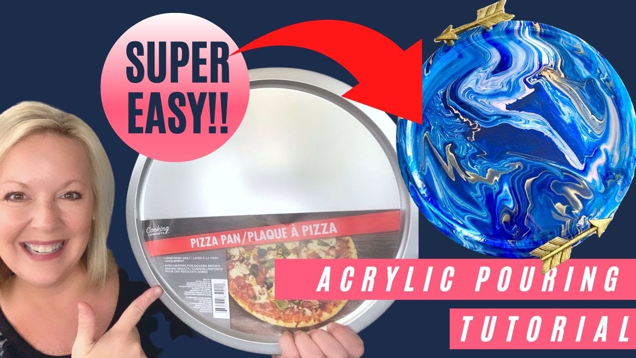 How to Use Acrylic Pouring Paints | Easy Dollar Tree Pizza Pan Craft ...
