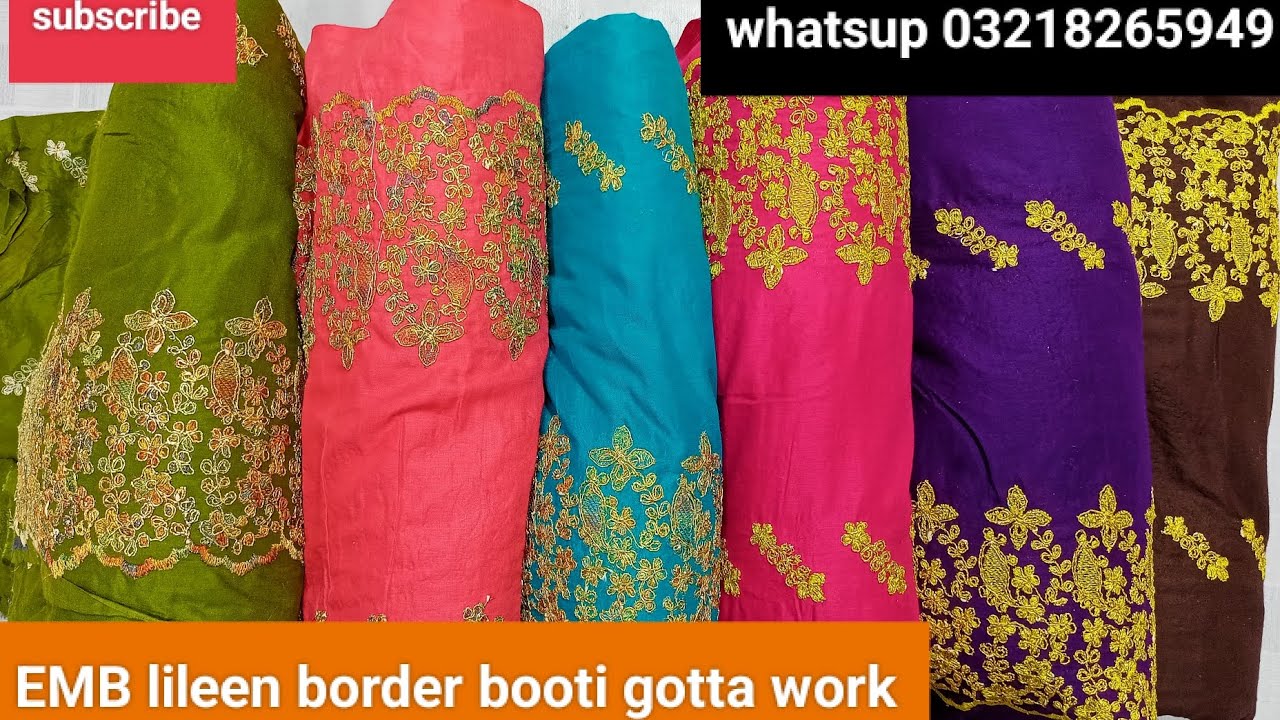 New collection embroidery lileen border booti gotta work #chikankari ...