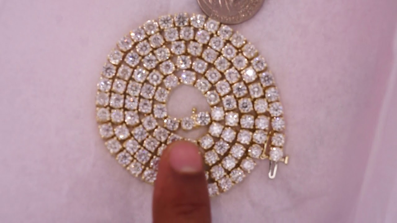 37 carat diamonds 23 inch diamond tennis necklace chain 14k yellow gold ...