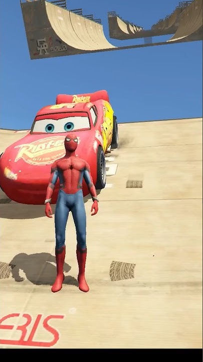 GTA 5 Epic Ragdolls Lightning McQueen Vertical Mega Ramp Challenge ...