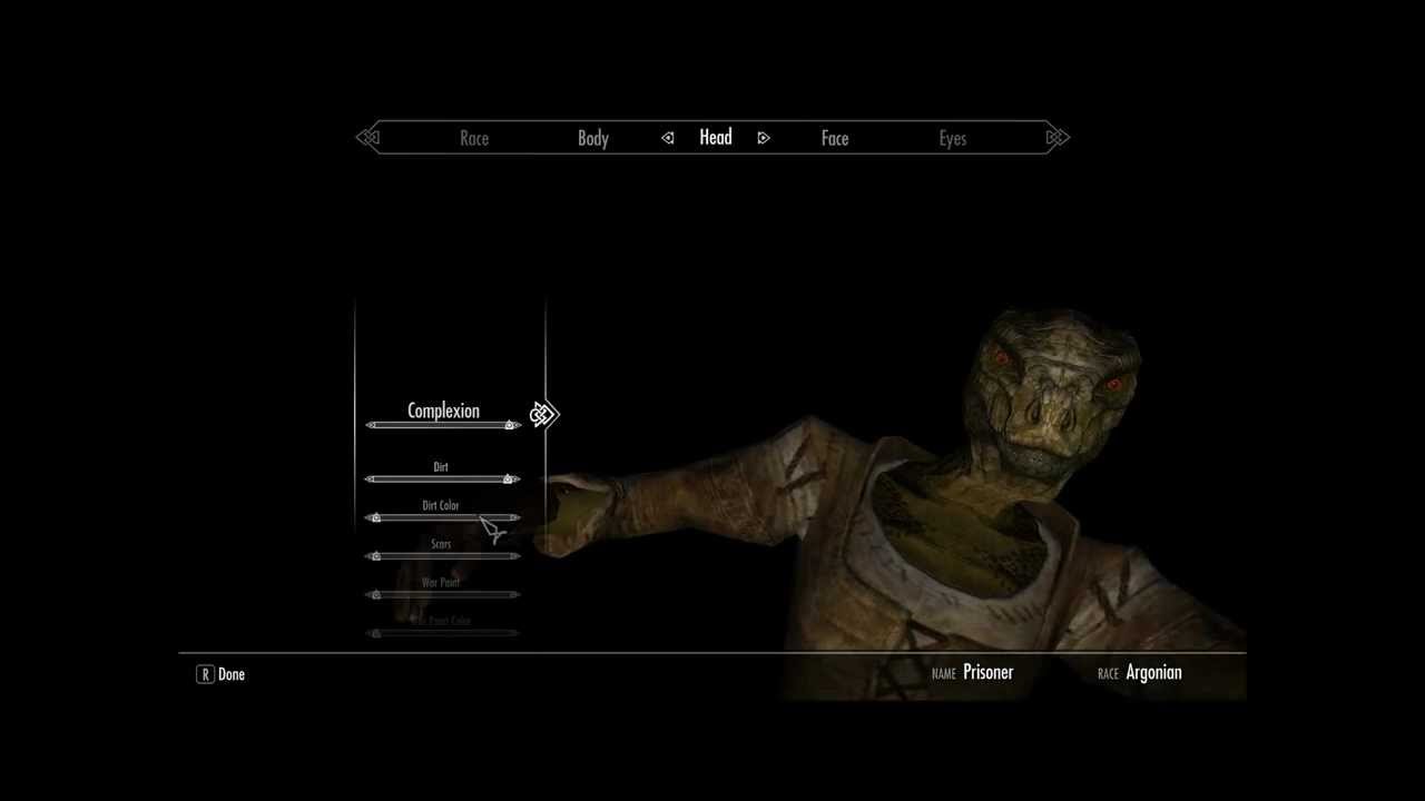 Skyrim race menu - YouTube