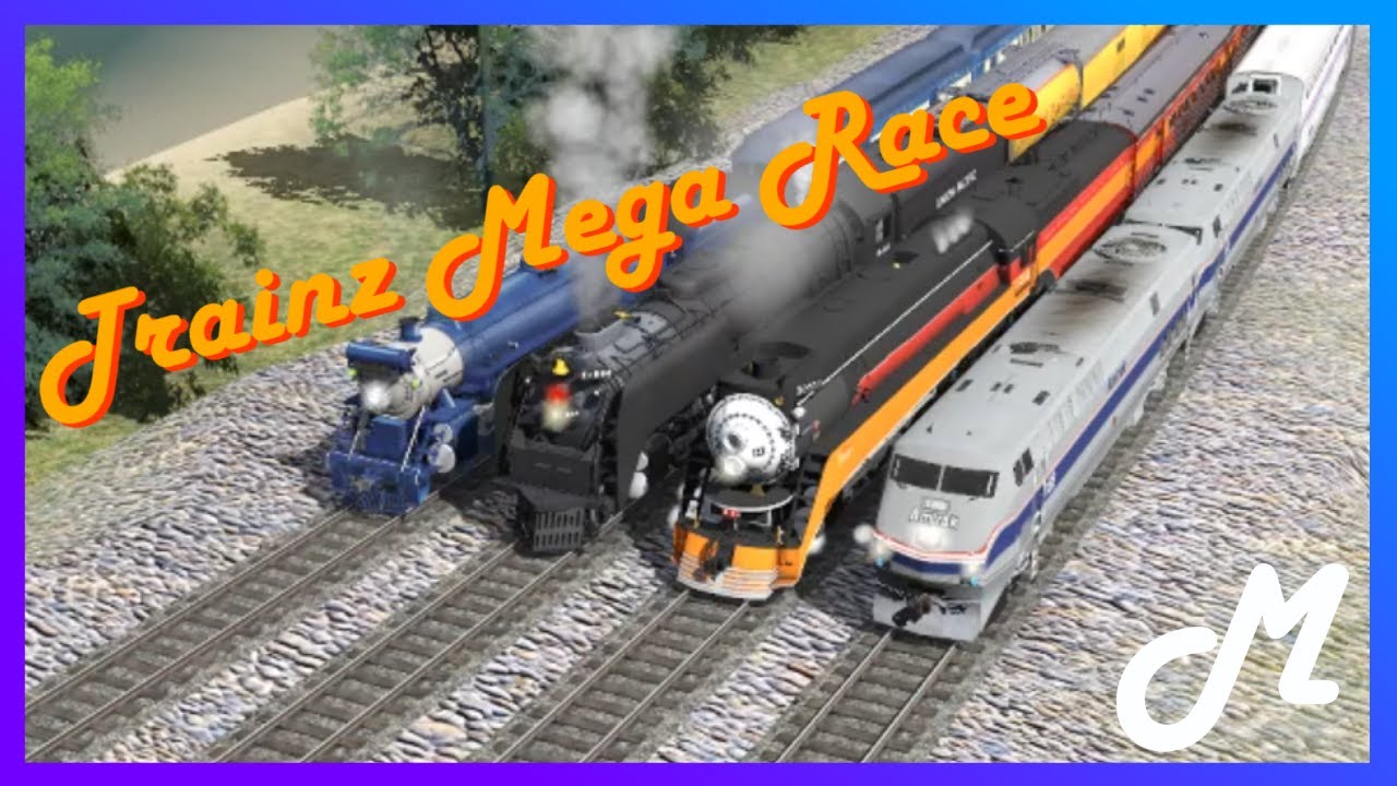 Trainz Mega Race! Union Pacific 844 vs Southern Pacific 4449 vs Amtrak ...