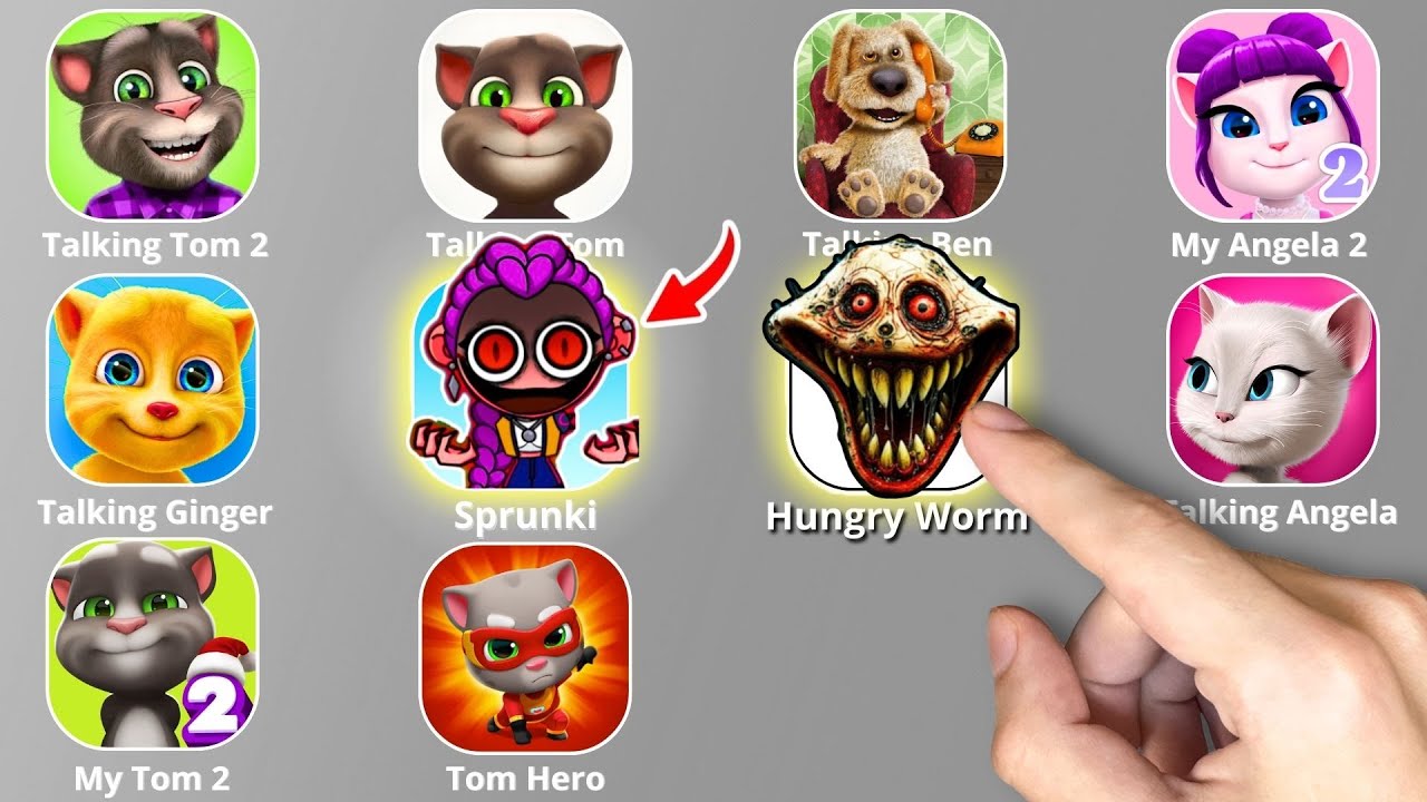 Talking Angela,Hungry Worm,Roblox,Talking Tom,SPRUNKI,KPop Demon ...